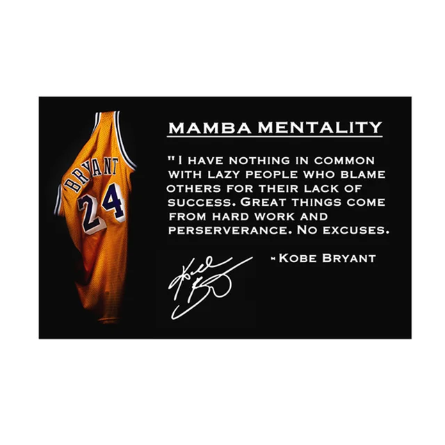Kobe Bryant Motivational Quote Poster And Prints Mamba Spirit Gym Room ...