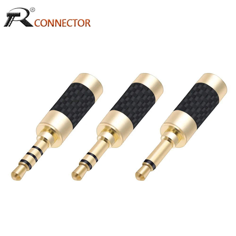 1pc Gold Plated 3.5mm Mono & Stereo Mini Plug 3/4pole Connector Carbon ...