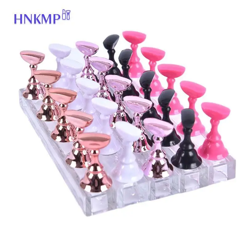 1Set-False-Nail-Tips-Practice-Trainning-Display-Stand-Holder-Base-Alloy ...