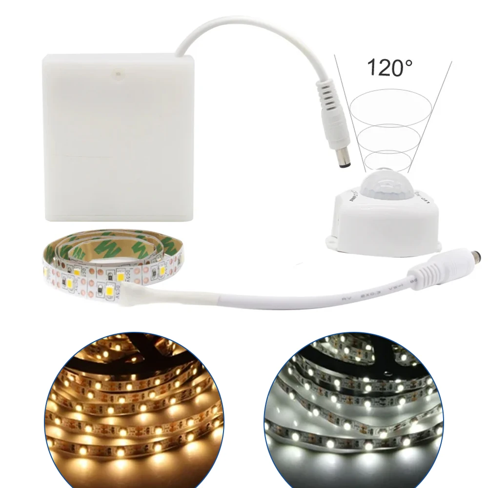 Motion Sensor Battery Box LED Strip Light Lamp Tape PIR DC 5V SMD 2835 ...