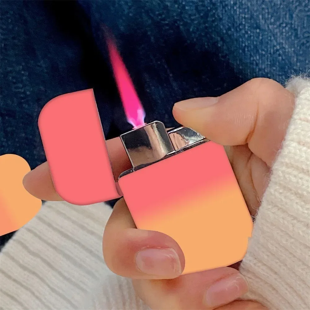 2023-Pink-Flame-Gas-Lighter-Windproof-Metal-Gradient-Cigar-Lighter ...
