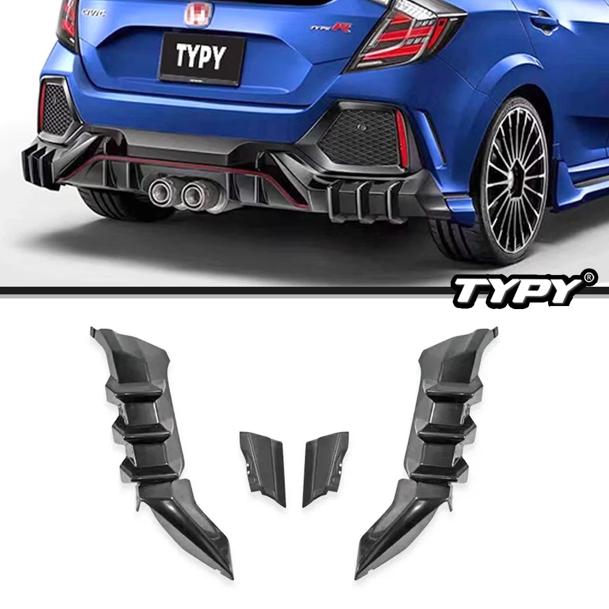 For-Honda-Civic-10th-16-21-Body-Kits-Rear-Spoiler-Bumper-EdgeRear ...