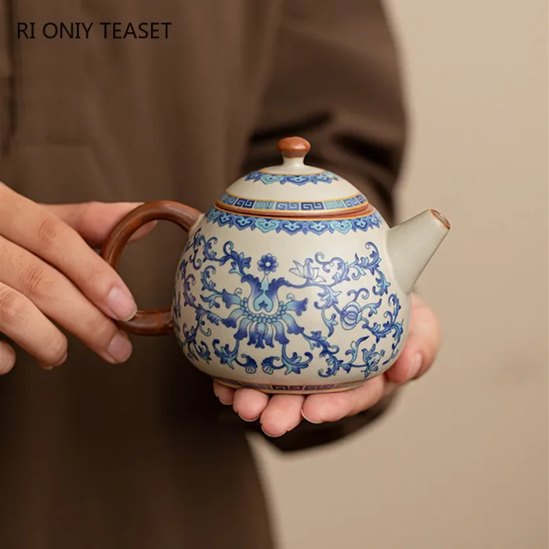 Chinese Ru Kiln Ceramic Teapot Gaiwan Traditional Handmade Blue and ...