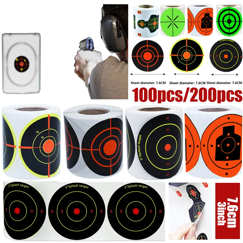 100-200Pcs-Shooting-Target-paper-Per-Roll-3inch-7-50cm-Adhesive ...