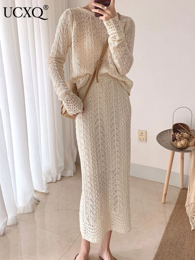 Knitted Suits Long Skirt | Knitted Skirt Knit Two Piece | Knitted Two ...