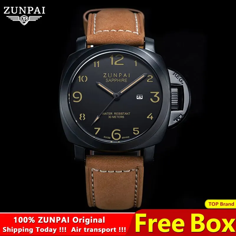 ZUNPAI-Original-Watch-for-Men-Waterproof-Sport-Fashion-Leather-Strap ...