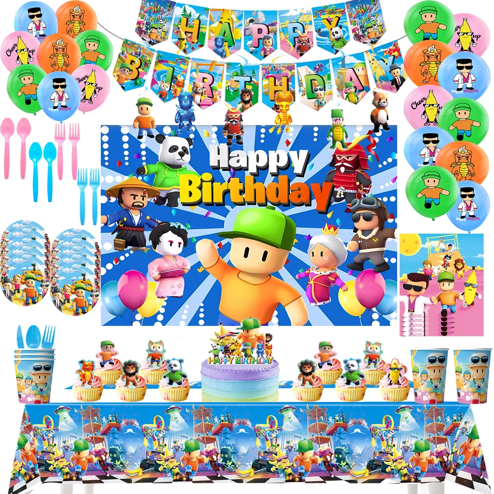 Stumble Guys Theme Birthday Party Decoration Game Balloon Backdrop ...