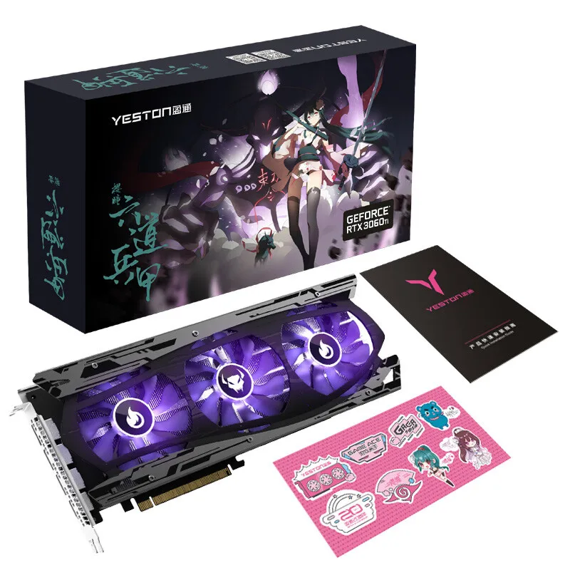 YESTON 새로운 그래픽 카드 GDDR6 NVIDIA rtx 3060 12G 게임 GPU 비디오 카드 RGB RTX3060 ...