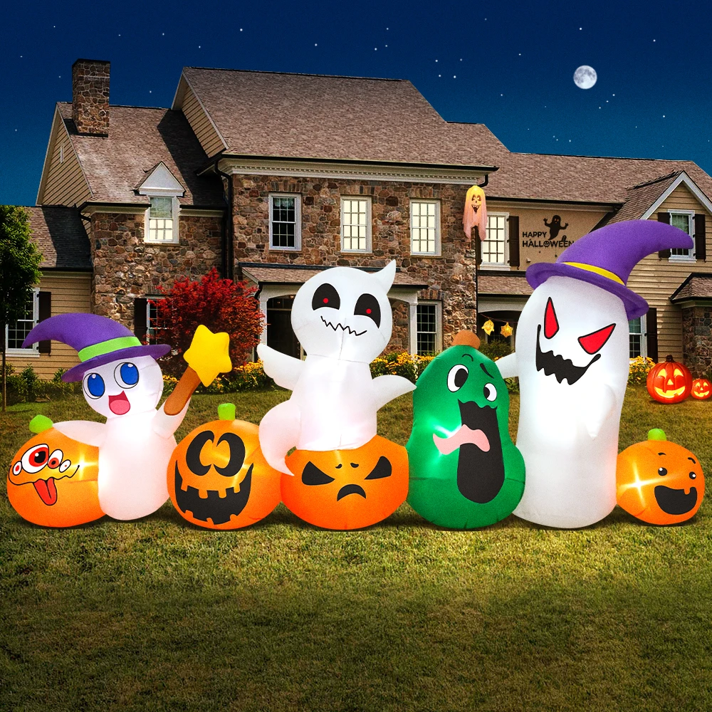 10FT-Halloween-Pumpkin-Inflatable-Home-Outdoor-Decoration-Ghost-Witch ...