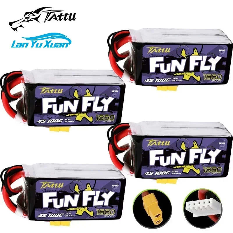 TATTU-FUNFLY-100C-1550mAh-4S-14-8V-LIPO-Battery-For-RC-Helicopter ...