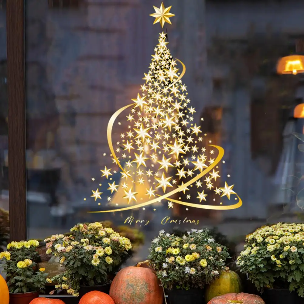 Easy-to-Apply-Window-Decoration-Christmas-Tree-Window-Decal-Golden ...