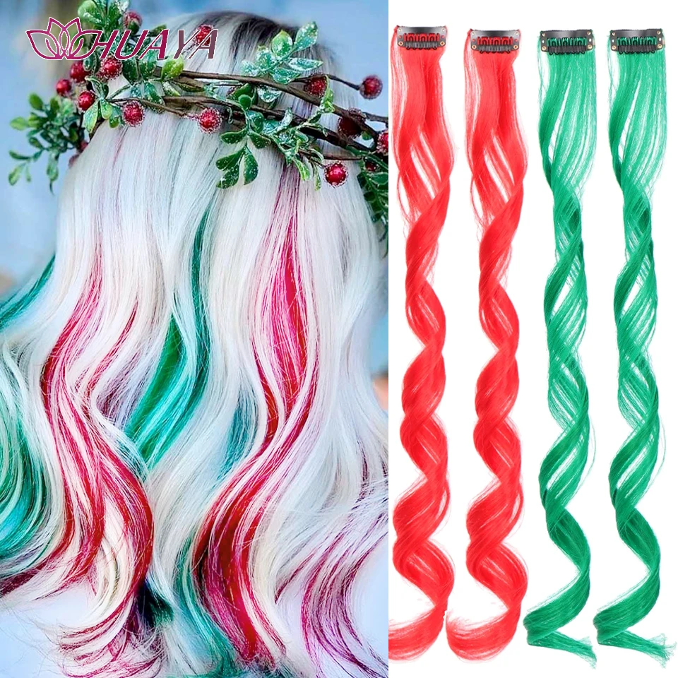 HUAYA 5Pcs Curly Colored Clip in Hair Extensions Party Multi-Colors ...