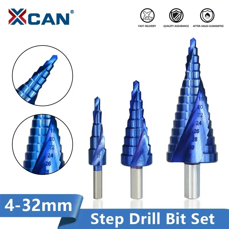 XCAN-Metal-Drills-4-32mm-HSS-Nano-Blue-Coated-Step-Drill-Bit-Drilling ...