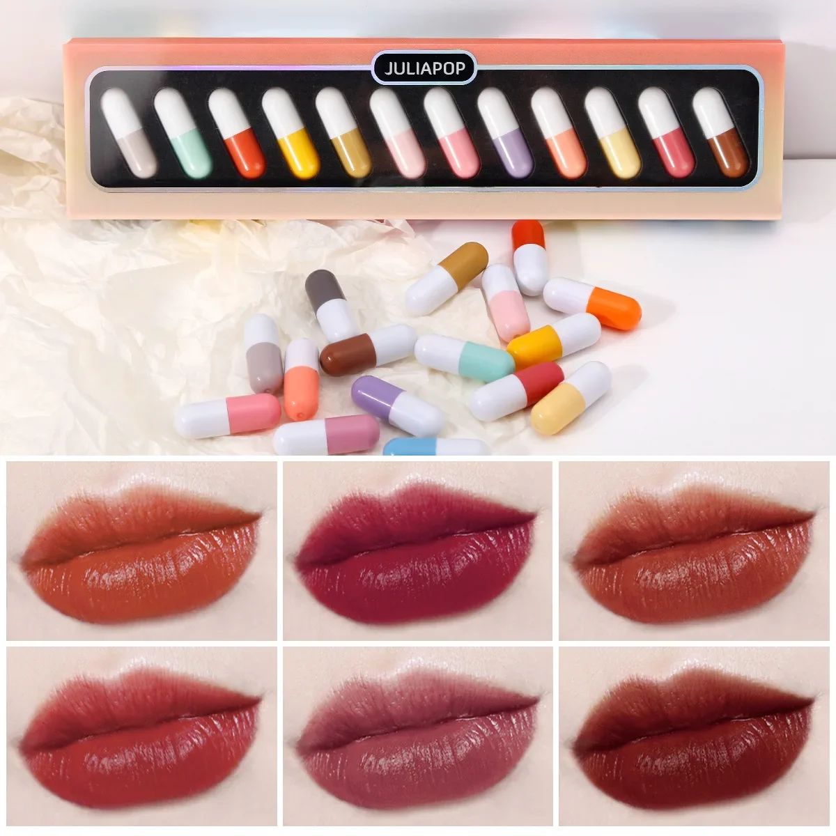 New-Mini-12-colors-Capsule-Lipstick-Set-Waterproof-Non-stick-Cup-Carry ...