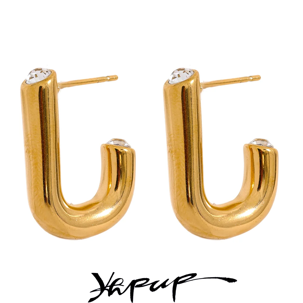 Yhpup 316l Stainless Steel Geometric Huggie Unusual Earrings Gold ...