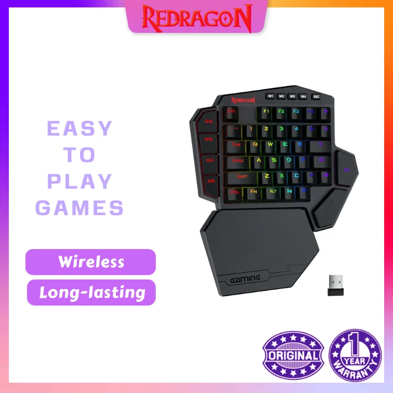 Redragon K585 Diti Wireless One-handed Mechanical Keyboard, 42 Keys 2.4ghz Rgb 40% Gaming Keypad ...