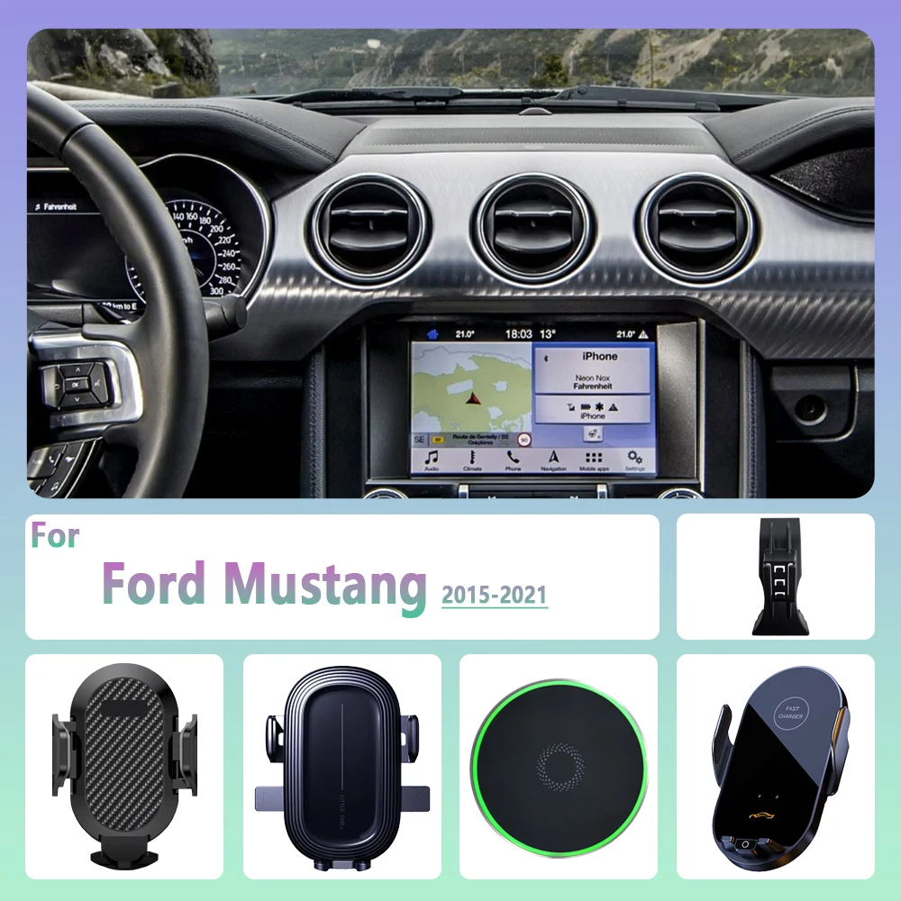 For Ford Mustang 2015 2016 2017-2021 Car Phone Holder Wireless Charging ...