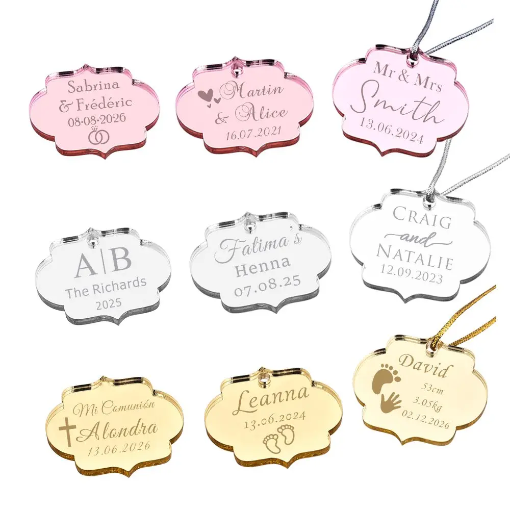 30/80/100Pcs Personalized Tag Engraved Acrylic Tags Wedding Table Cards ...