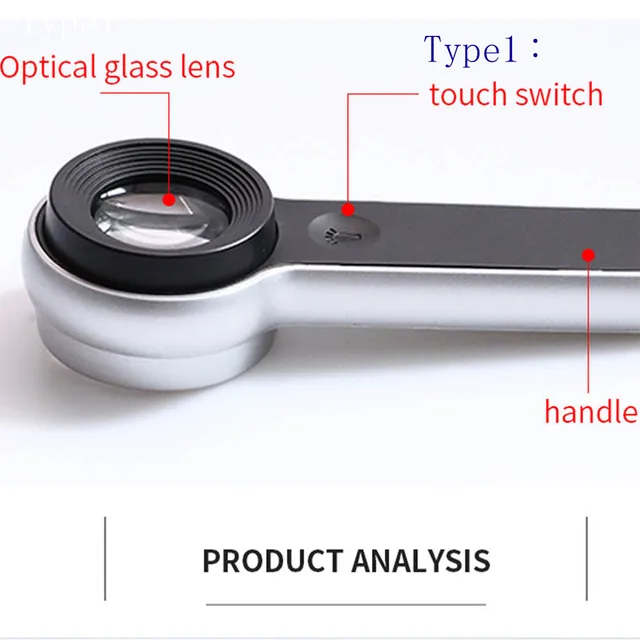 6 LED Reading Magnifier 60X USB Rechargeable C Cable Handheld ...