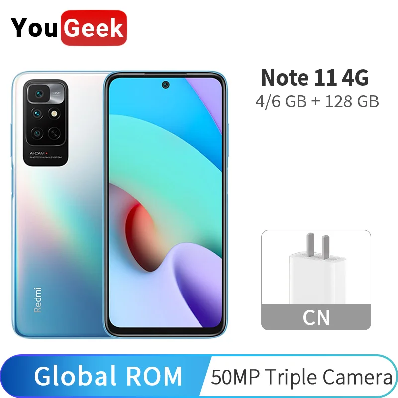 Xiaomi Smartphone Redmi Note 11 4G, ROM Global, 4/6GB + 128GB, 90Hz, pantalla DotDisplay de 6,5 ...