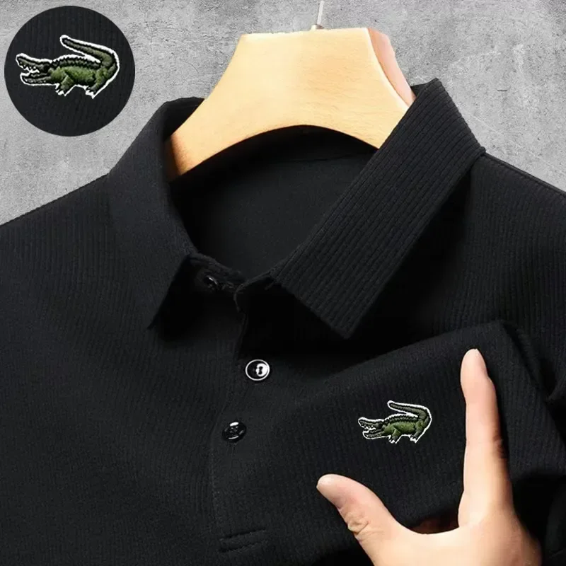 Camisa-polo-bordada-manga-longa-masculina-camisa-base-solta-roupa-de ...