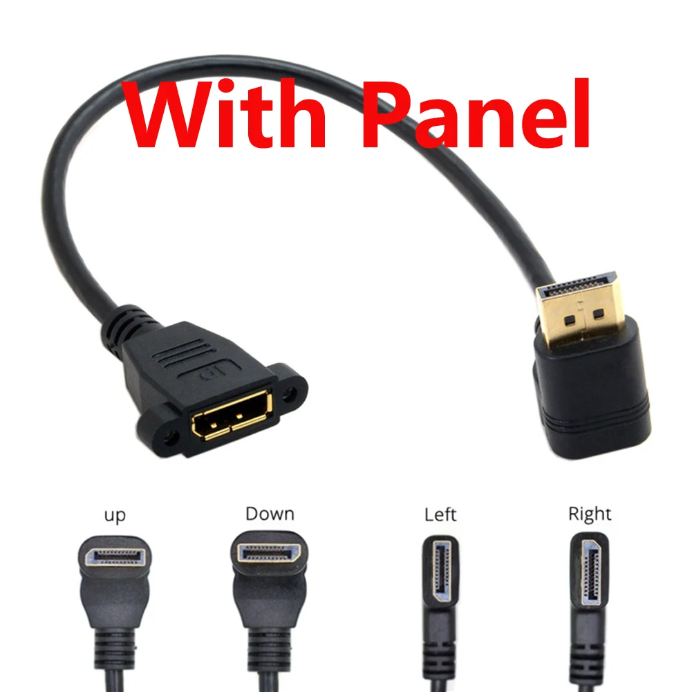 90 Degree Angle Elbow DisplayPort Panel Mount Extension Cable Adapter ...