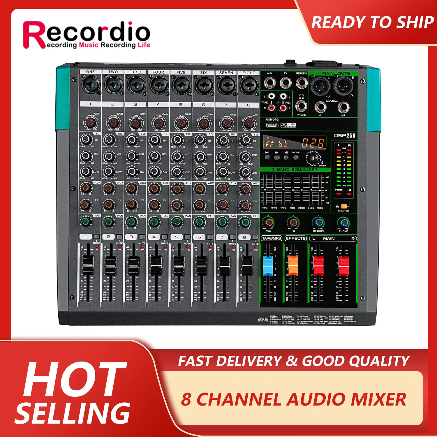 GAX-PA8-Professional-8-channel-audio-mixer-stage-performance-DJ-mixing-256DSP-digital-audio ...