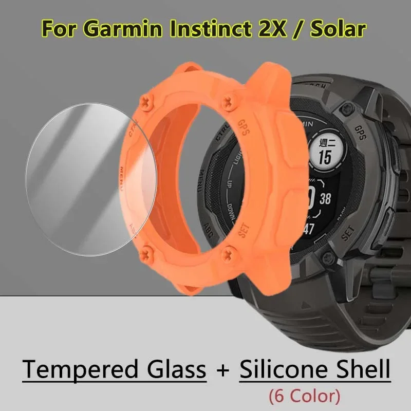 Tempered-Glass-Soft-TPU-Shell-For-Garmin-Instinct-2X-Crossover-Solar ...
