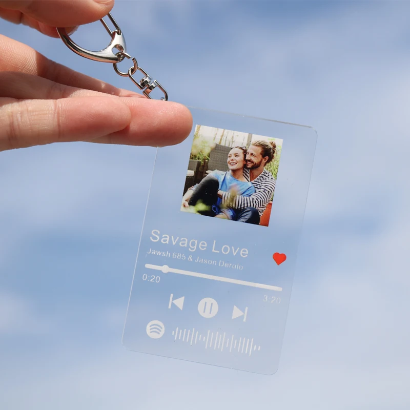 Personalized Clear Acrylic Spotify Keychain Scan Code Music Song Singer ...