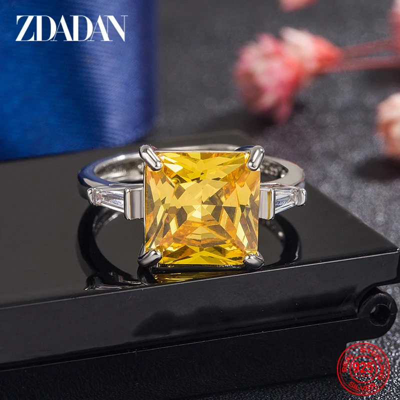 ZDADAN-925-Sterling-Silver-Yellow-Zircon-Rings-For-Women-Fashion ...
