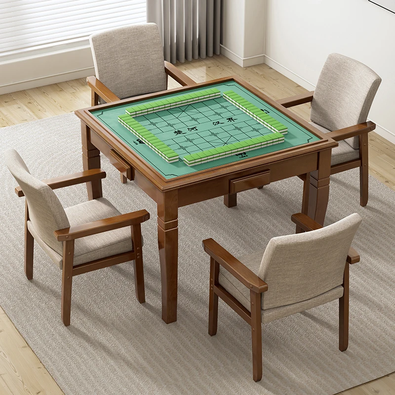 Modern Solid Wood 2-in-1 Mahjong & Dining Table Manual Shuffling Card ...