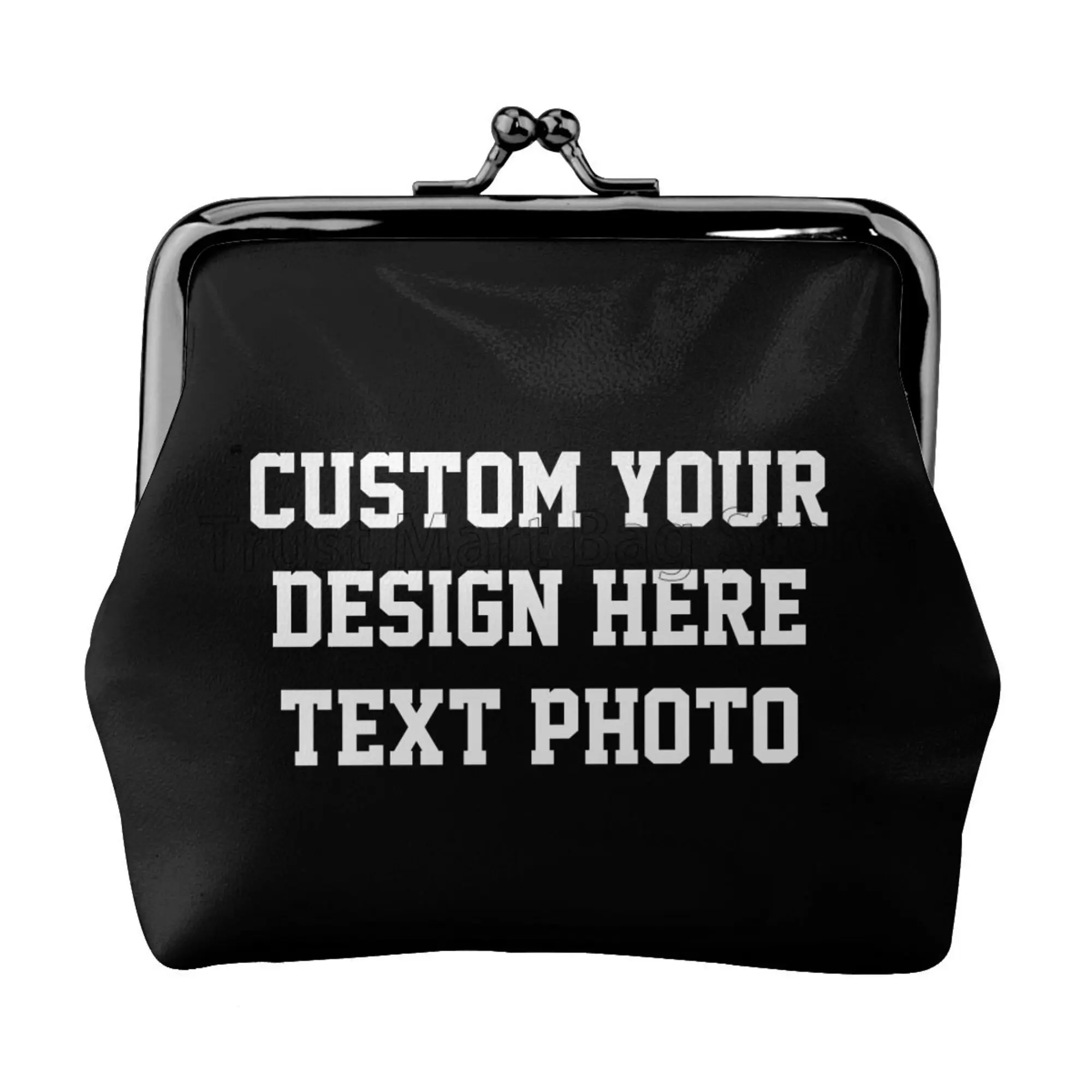 Custom Your Design Text Photo Print Leather Coin Purse Small Change ...