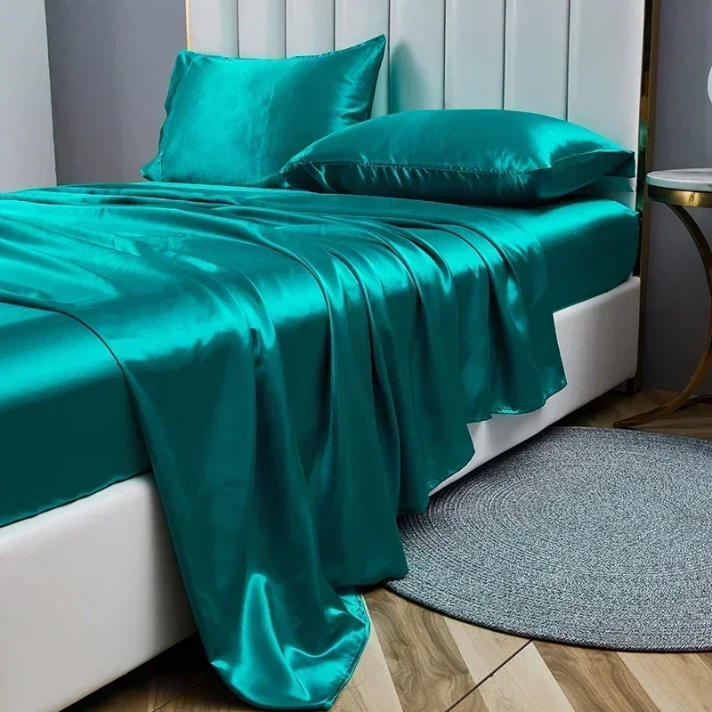 Luxury-Satin-Fabric-Queen-Size-Bed-Sheets-Set-King-High-Quality-Fitted ...
