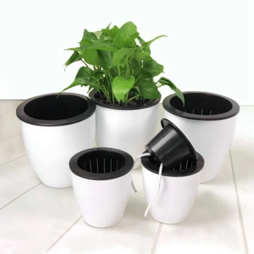 1PC-Automatic-Self-Watering-Round-Plastic-Plant-Flower-Pot-Garden ...