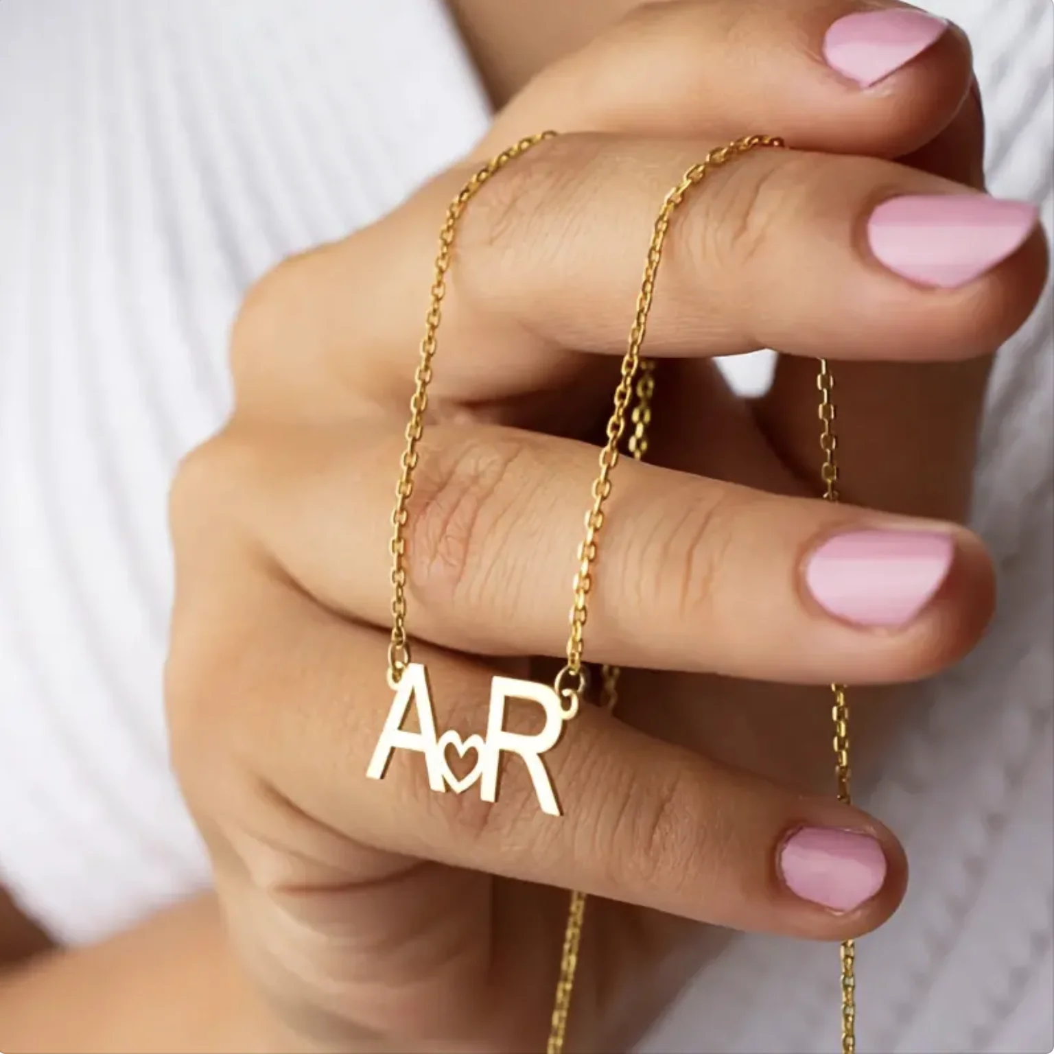 Stainless Steel Customized Golden Capital Two Letter Love Heart Pendant Necklace For Women Jewelry Best Valentine s Day Gift AliExpress
