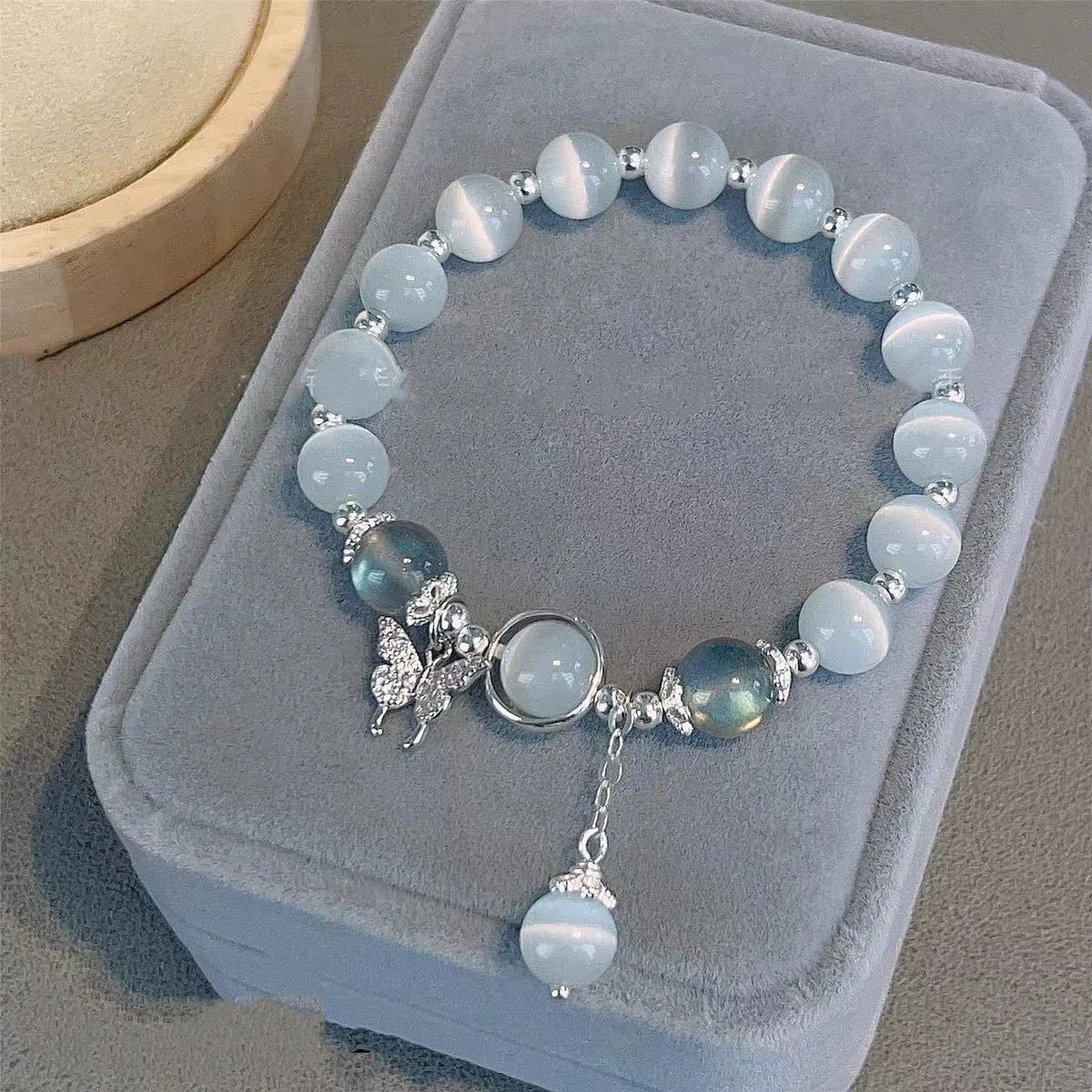 925-Sterling-Silver-Blue-Treasure-Moonlight-Stone-Crystal-Bracelet-for ...