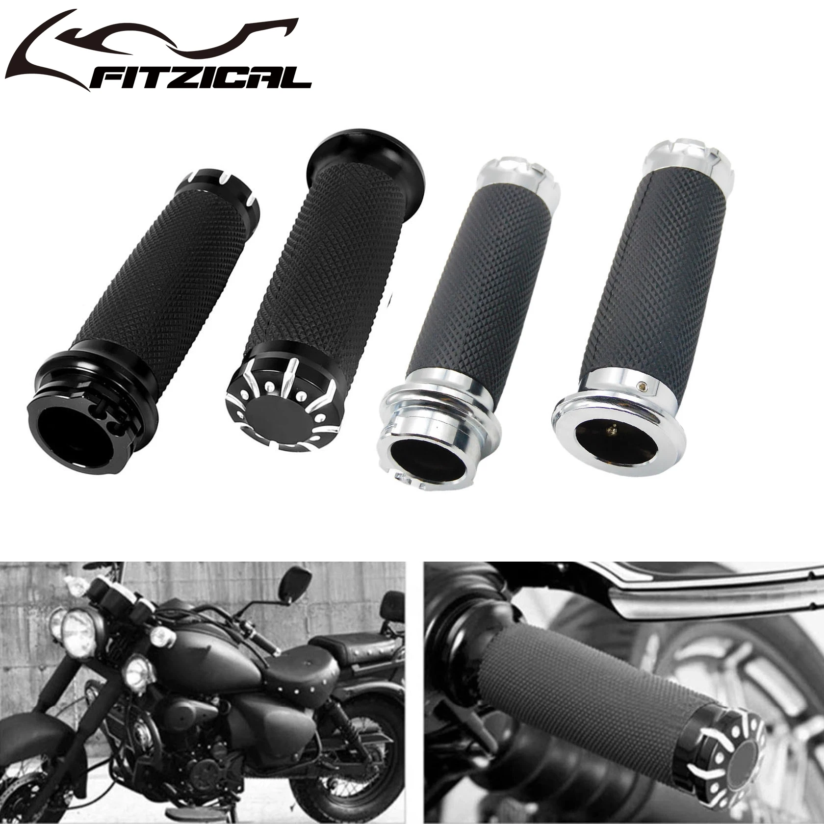 Universal-1-25mm-Hand-Grips-Motorcycle-Handle-Bar-CNC-For-Harley ...