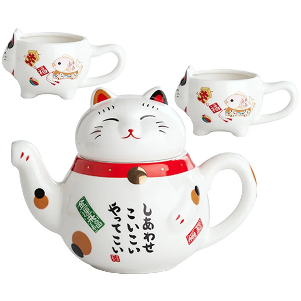 Tea-Teapot-Set-Cat-Ceramic-Lucky-Cup-Japanese-Cups-Pot-Asian-Kettle ...