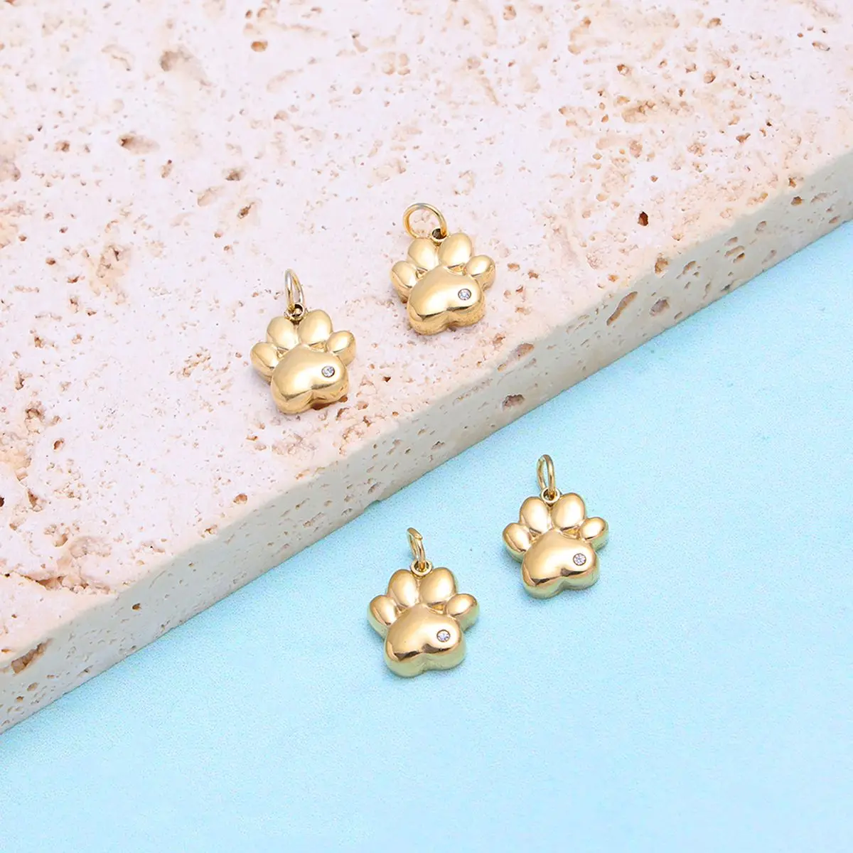 Simple and cute stainless steel gold plated 18K cat claws paired with ...