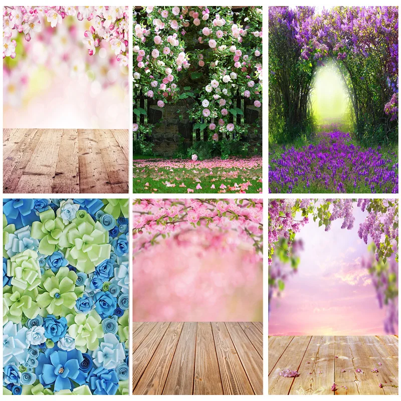 Vinyl-Photography-Backdrops-Prop-Flower-Wall-Wood-Floor-Wedding-Theme ...