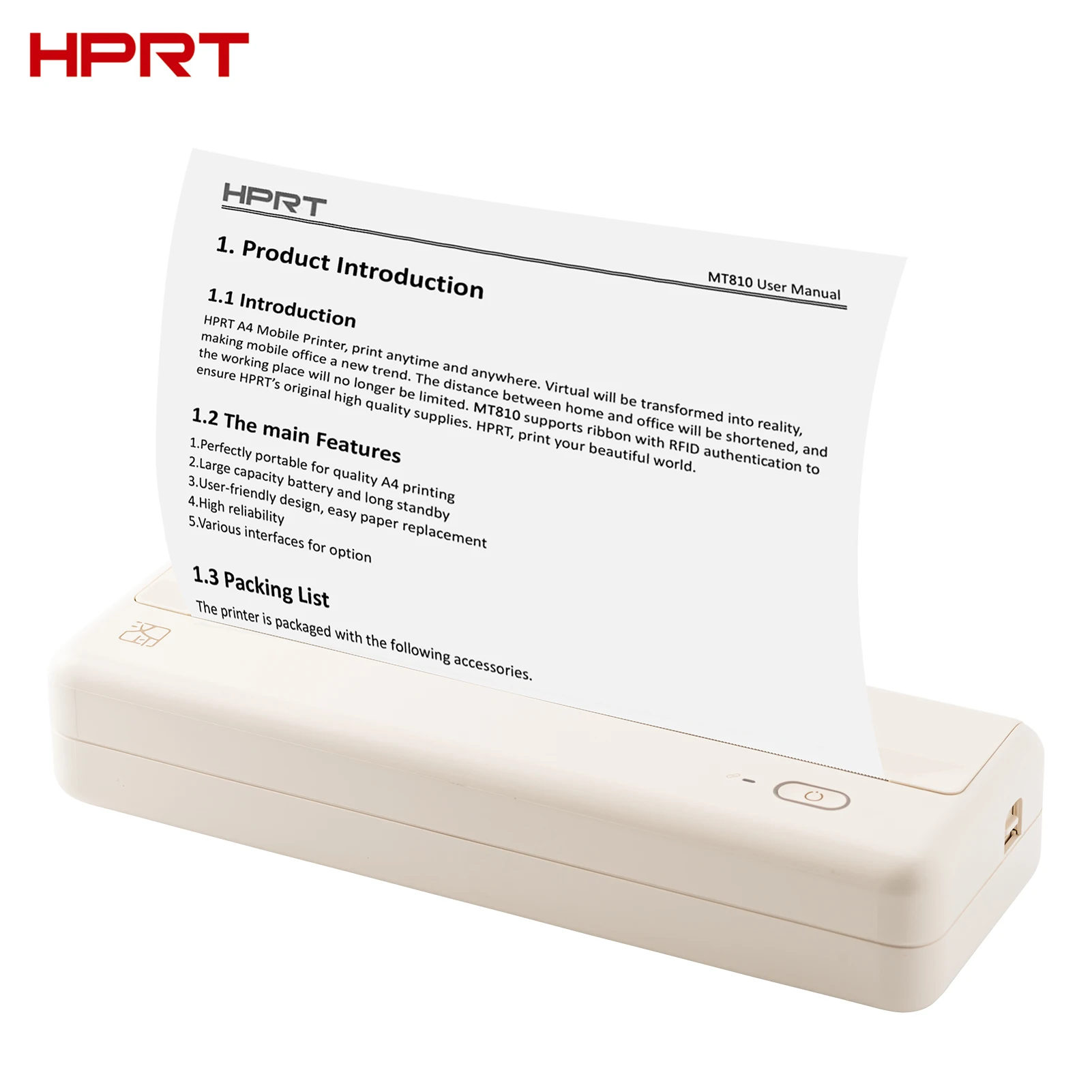 Hprt Mt810 A4 Portable Thermal Printer Wireless Bt Connect Compatible ...