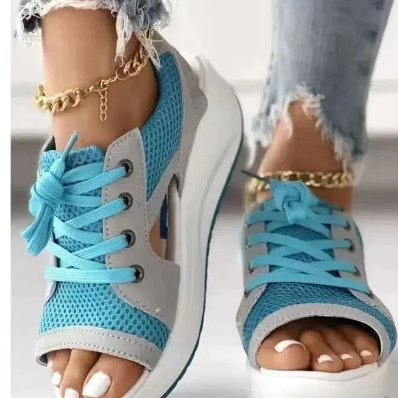 Fashion-Women-Sandals-Summer-New-Lady-Platform-Chunky-Comfortable-Mesh ...