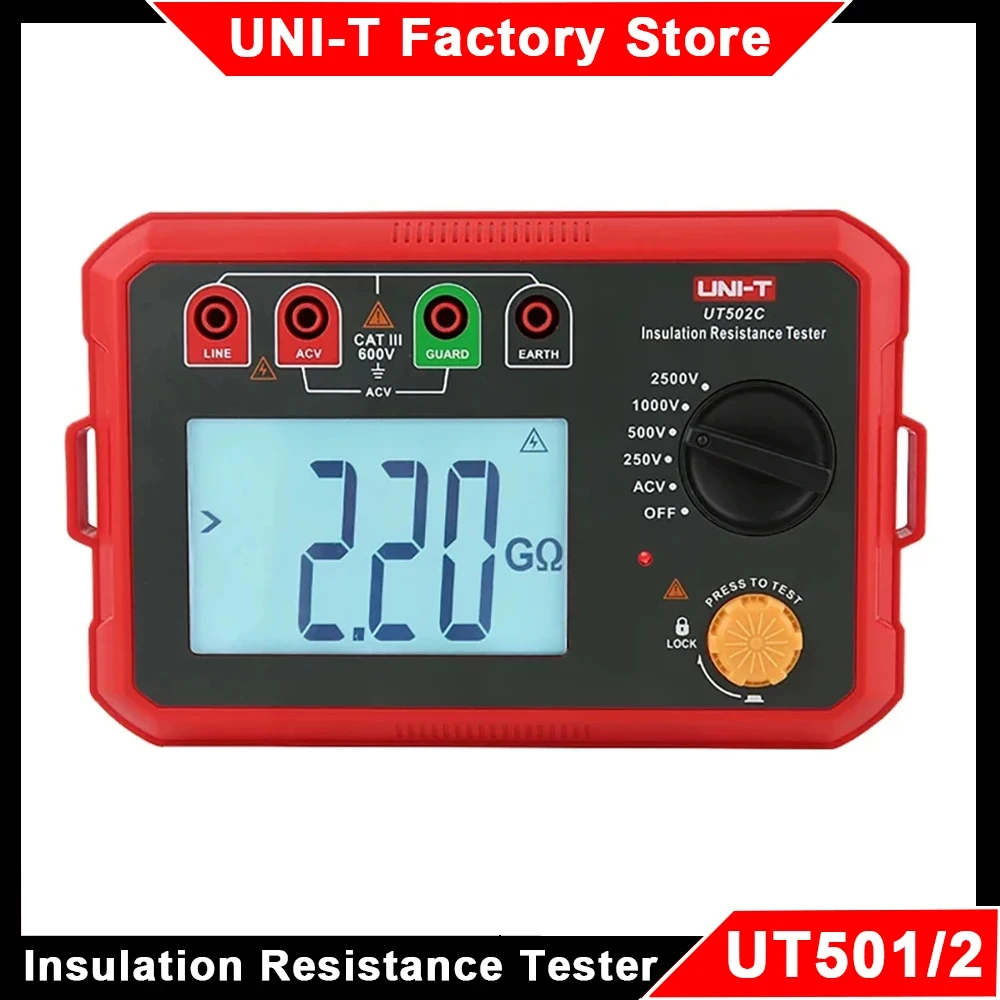 UNI-T-UT501-Isolamento-Resist-ncia-Tester-UT502-Digital-Ohm-Meter ...