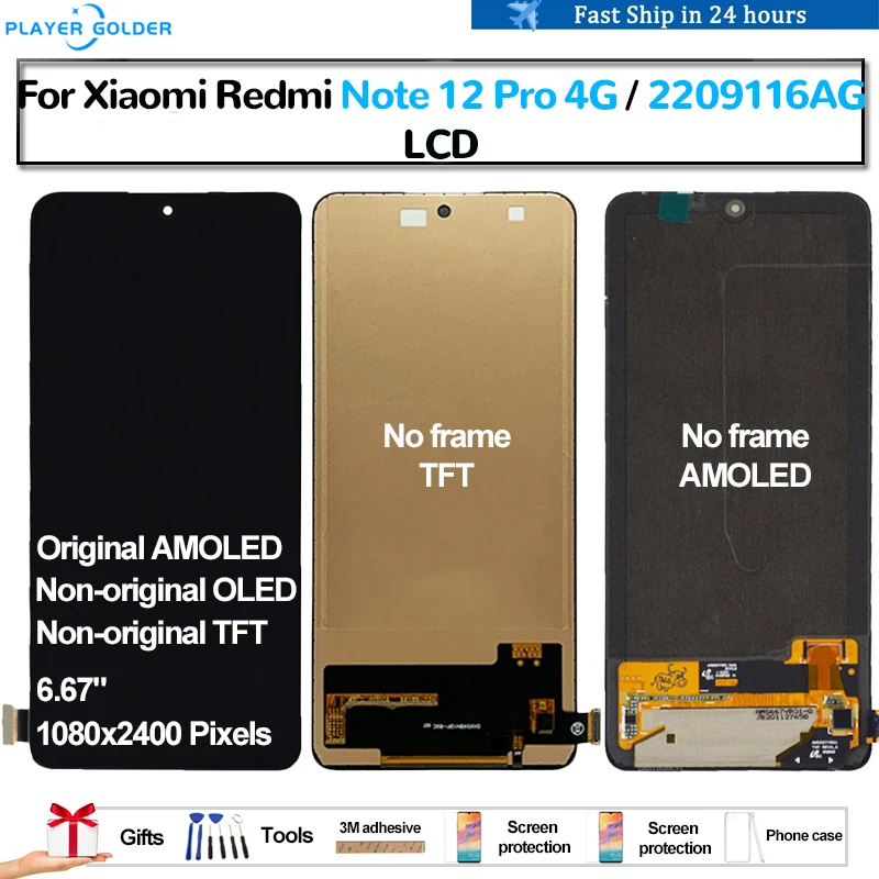 Original-AMOLED-For-Xiaomi-Redmi-Note-12-Pro-4G-2209116AG-lcd-Display ...