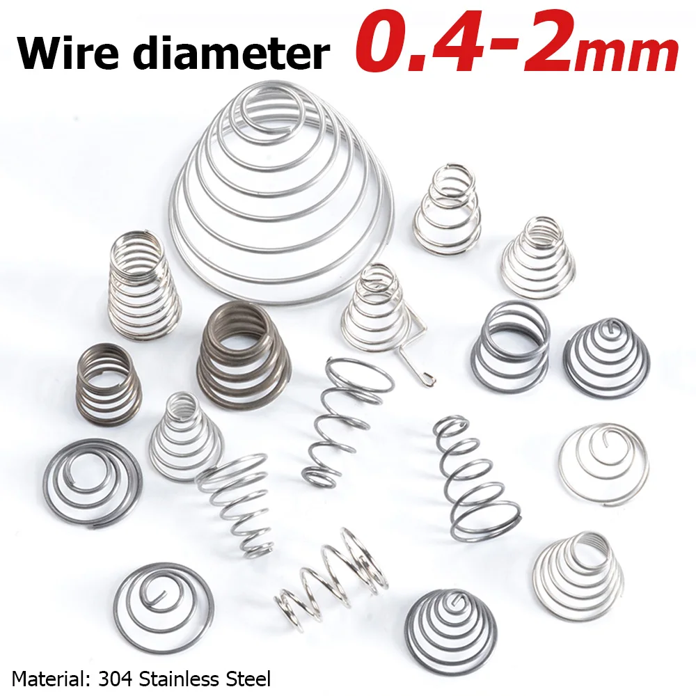 1-5pcs Tower Spring 304 Stainless Steel Taper Wire Cone Compression ...