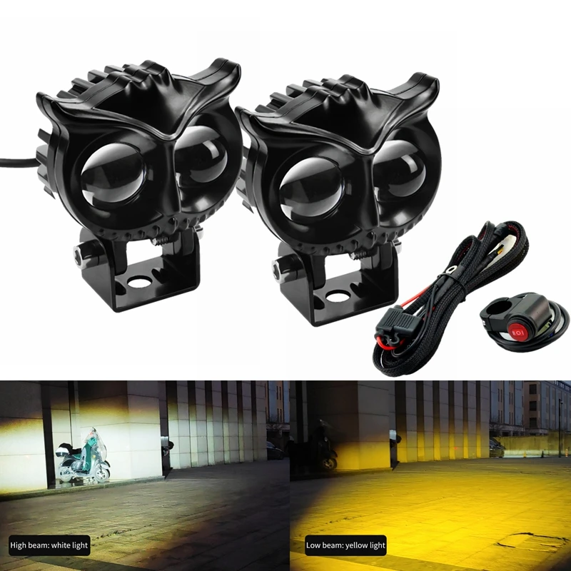 For-ATV-Scooter-Cafe-Racer-4x4-Universal-Motorcycle-LED-Headlight-owl ...