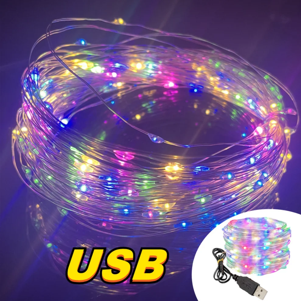 1-10-20M-USB-LED-String-Lights-Copper-Silver-Wire-Garland-Light ...