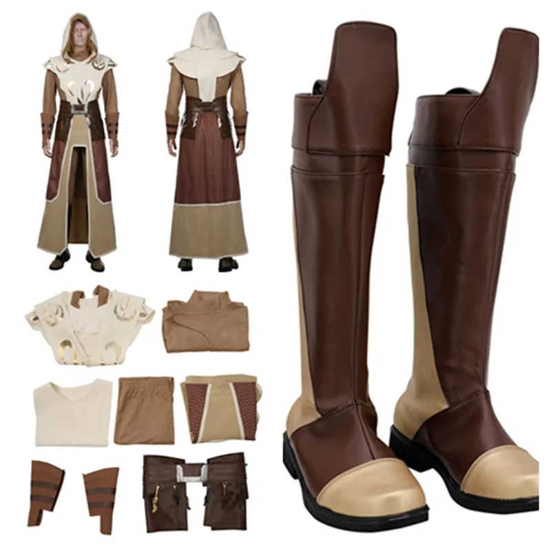 Temple-Cos-Guard-Cosplay-Costume-Adult-Men-Shoes-Boots-Fantasy-Coat ...