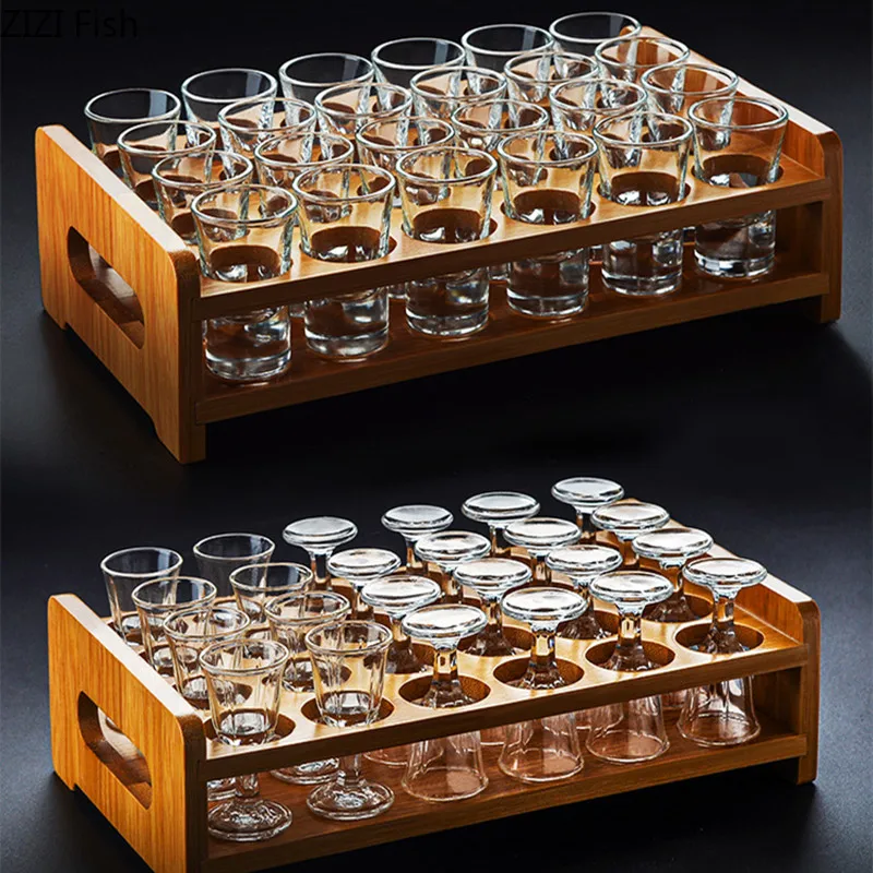 Crystal-Glass-Spirit-Glass-Set-with-Wooden-Cup-Holder-Vodka-Brandy ...