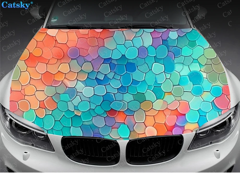 Mixed Colorful Mosaic Pattern Car Hood Decal Truck Decals Vinyl Sticker ...